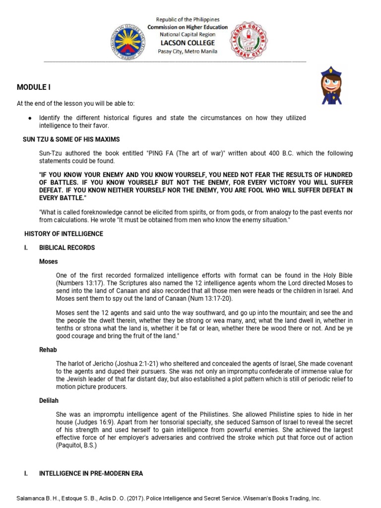 Module 1 and 2 - Police Intelligence | PDF | Counterintelligence | Espionage