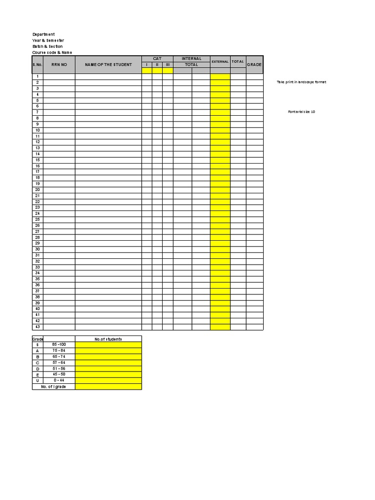 Marksheet Template1 | PDF