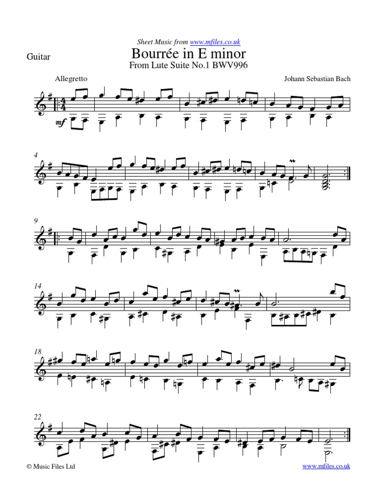 Bach Bourree in E Minor PDF | PDF