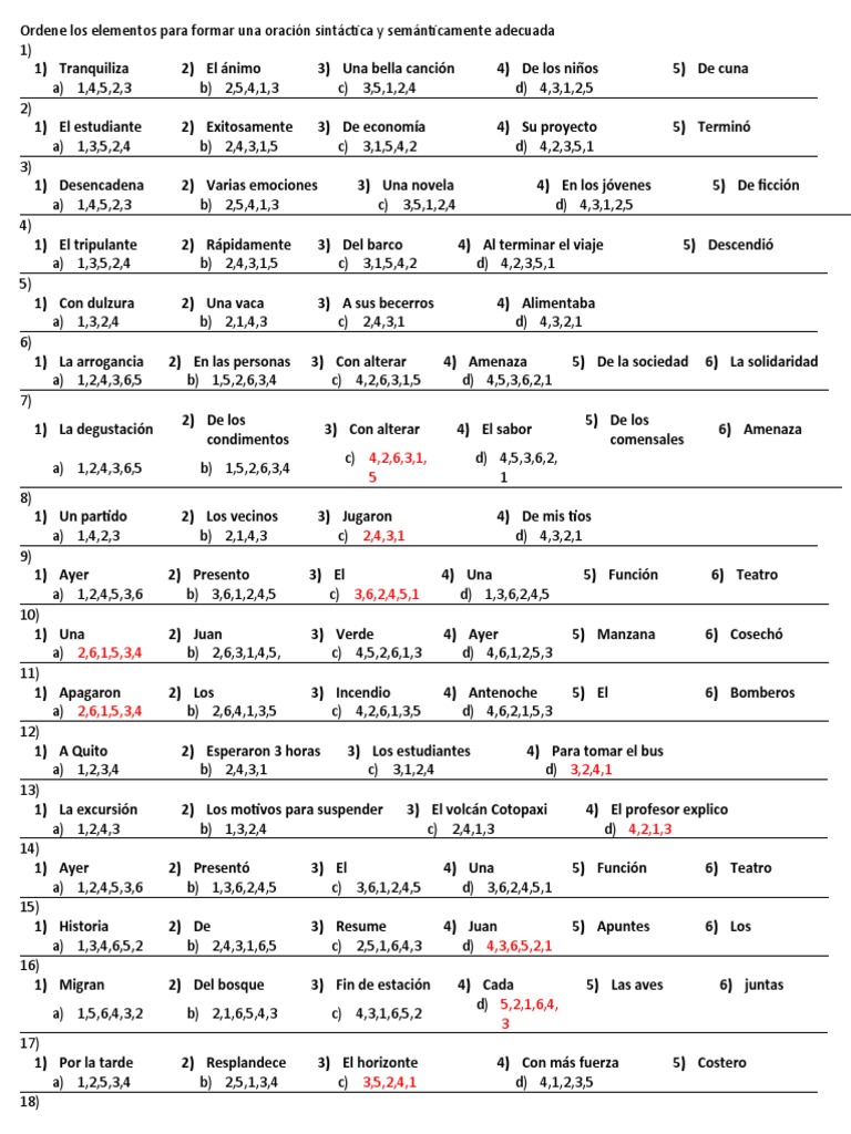 Oraciones Con Respuestas | PDF | Métodos y materiales de enseñanza