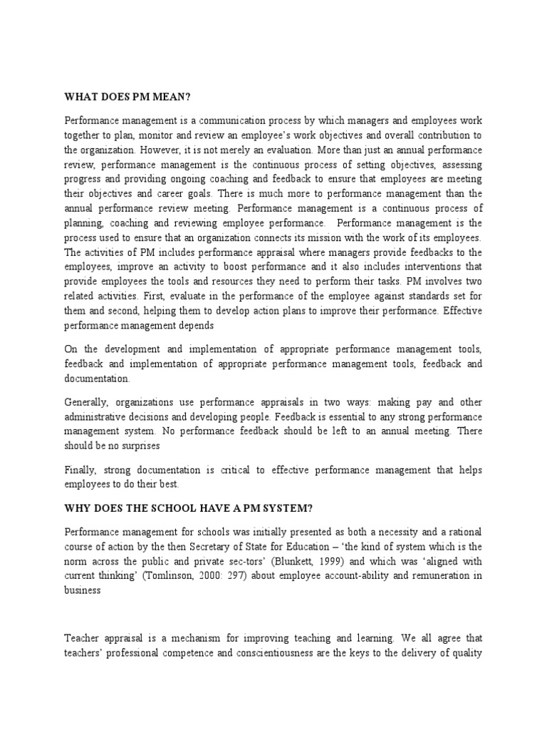 What Does PM Mean? | PDF | Performance Management | Performance Appraisal