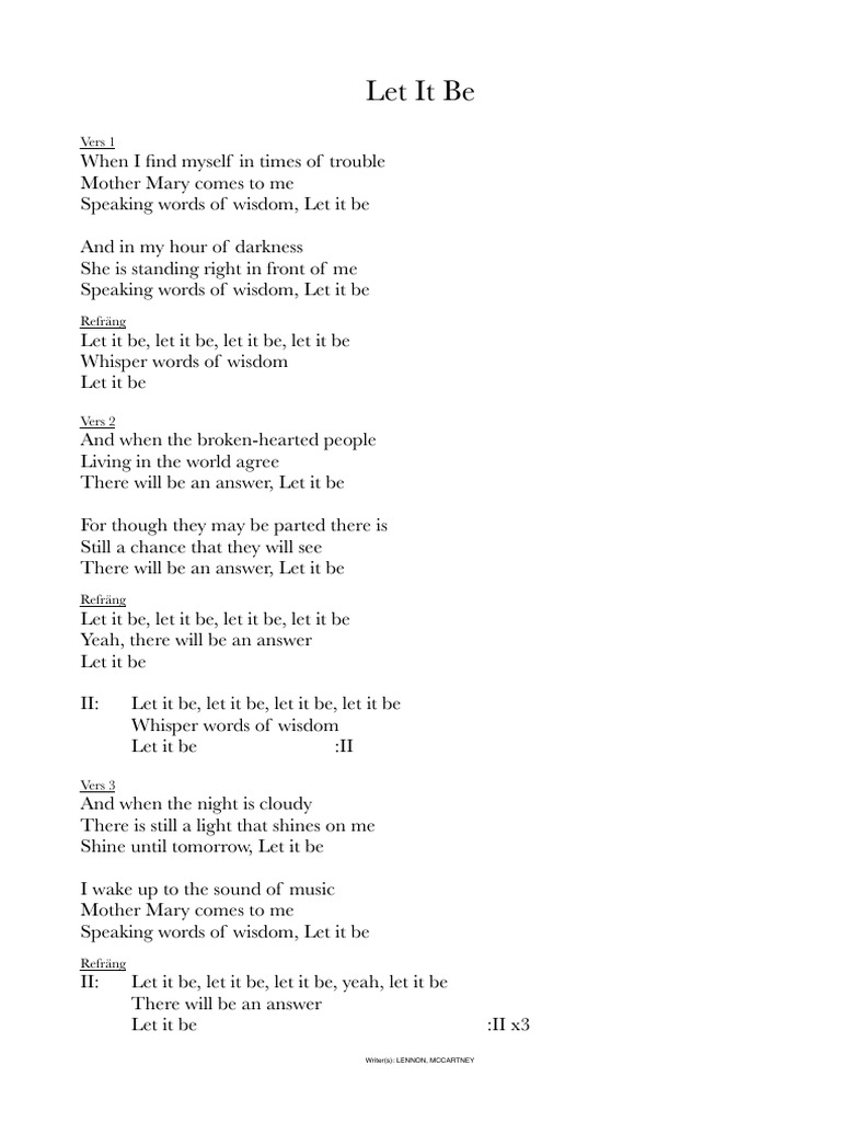 Let It Be Text | PDF