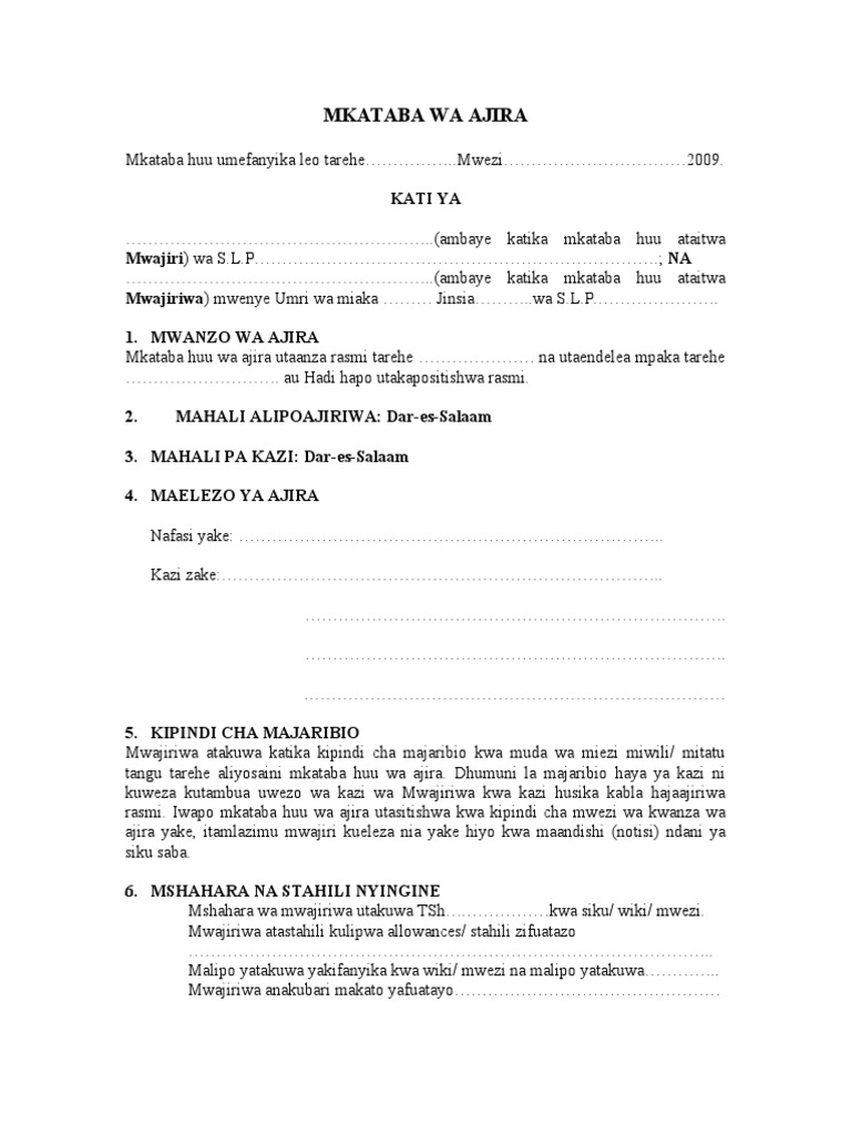 MKATABA WA AJIRA Template | PDF