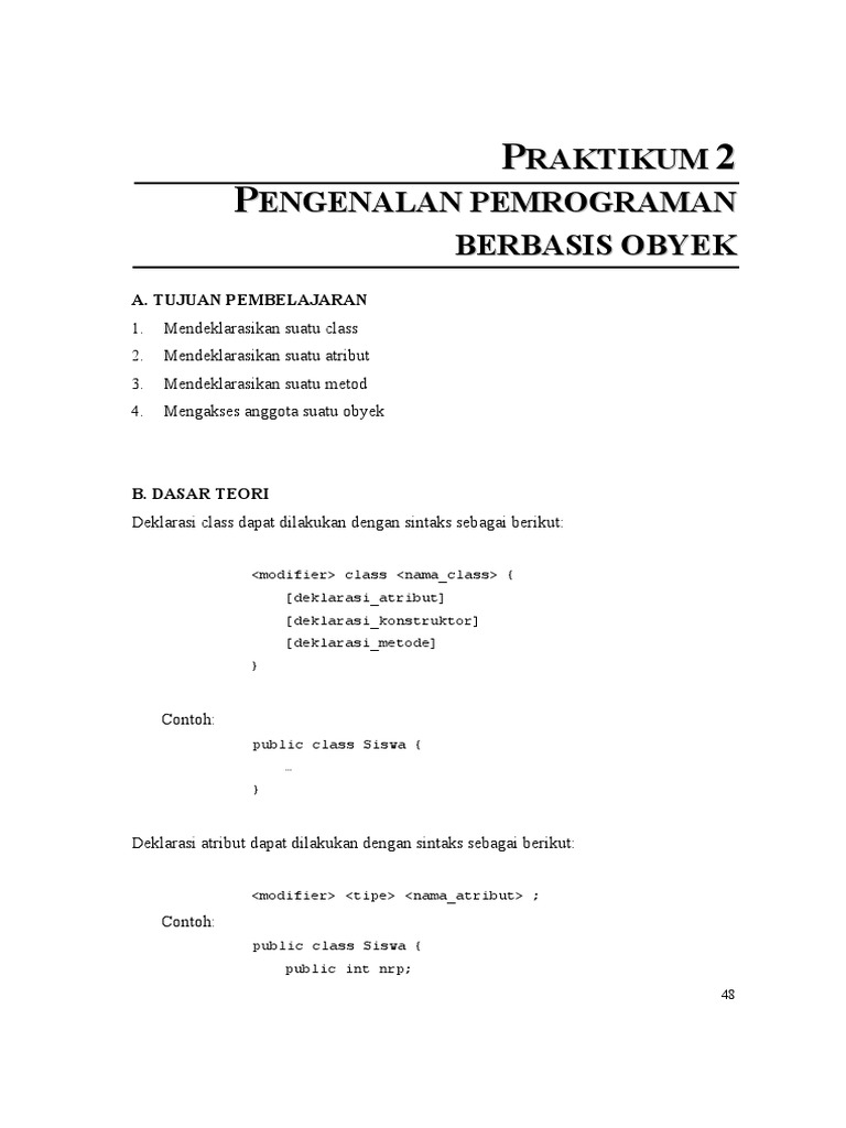 Bab 2. Pengenalan Pemrograman Berbasis Obyek OK | PDF