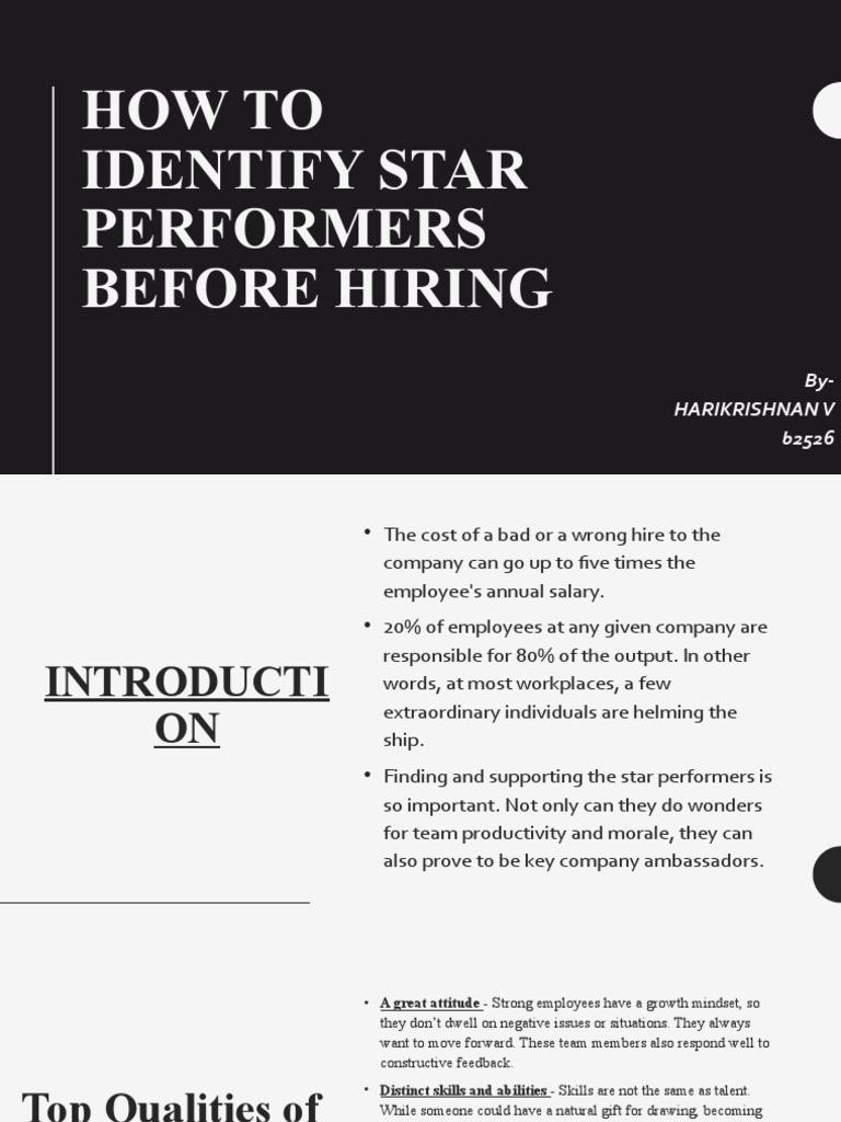 How To Identify Star Performers Before Hiring: By-Harikrishnan V b2526 ...