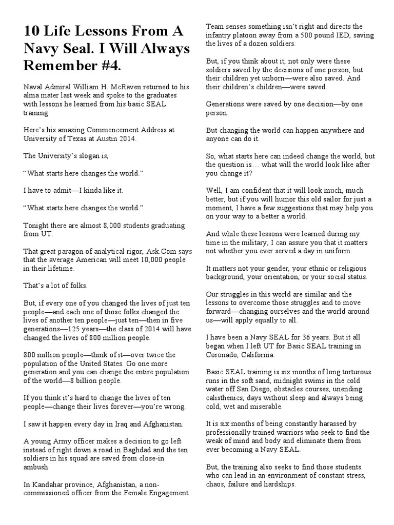 10 Life Lessons From A Navy Seal | PDF | Nature