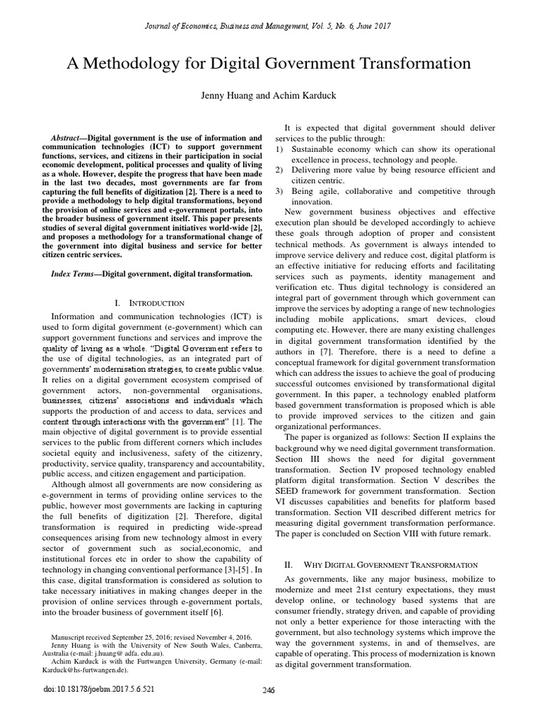 A Methodology For Digital Government Transformation | PDF | E ...