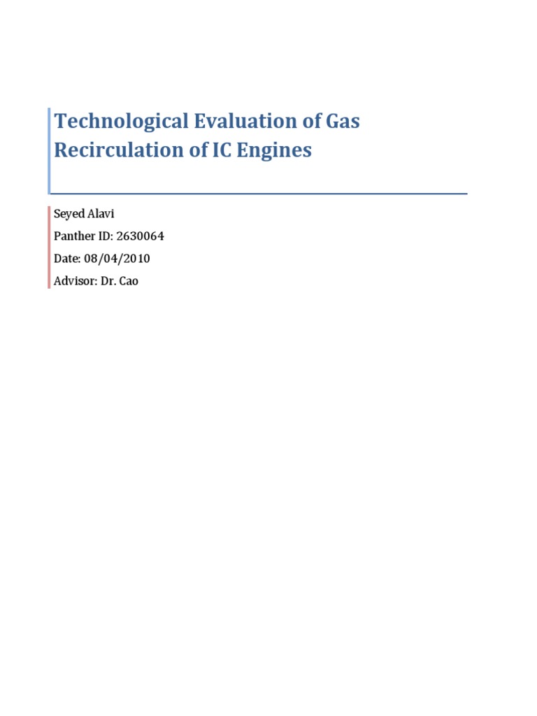 EGR ENGINE Final | PDF | Diesel Engine | Combustion