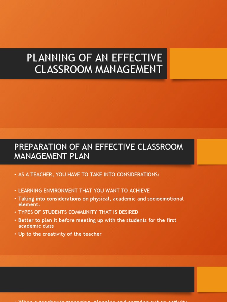 Chap 8 Planning of An Effective Classroom Management | PDF | Classroom ...