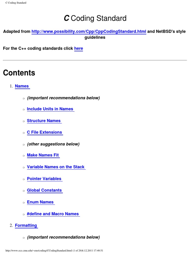 C Coding Standard Pdf C Programming Language C 8768