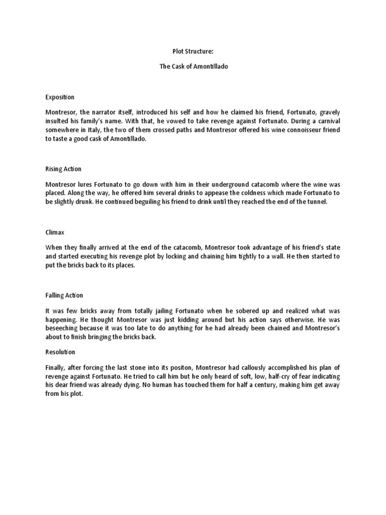 Plot Structure - The Cask of Amontillado | PDF