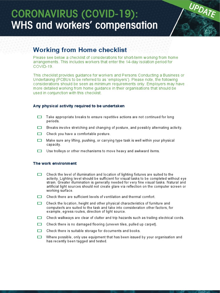 Working From Home Checklist: Any Physical Activity Required To Be ...