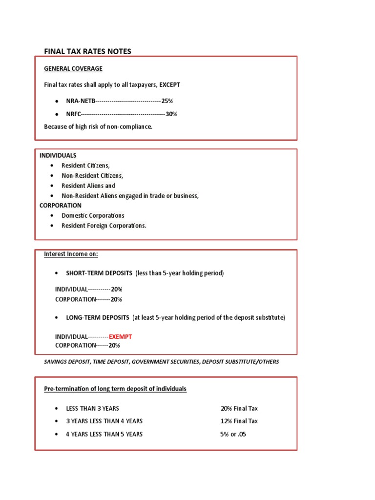Final Tax Rates Notes | PDF | Taxes | Investor