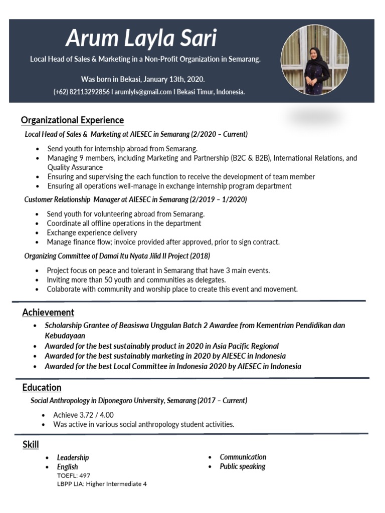 Arum Layla Sari - CV | PDF