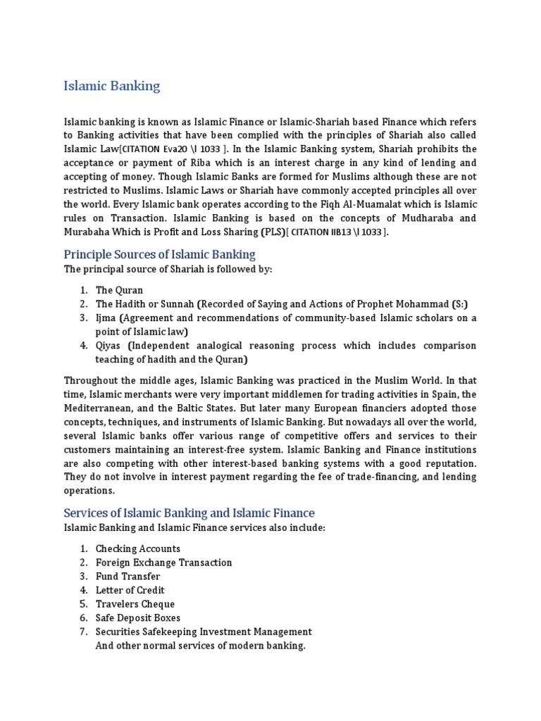Principle Sources Of Islamic Banking Pdf Islamic Banking And