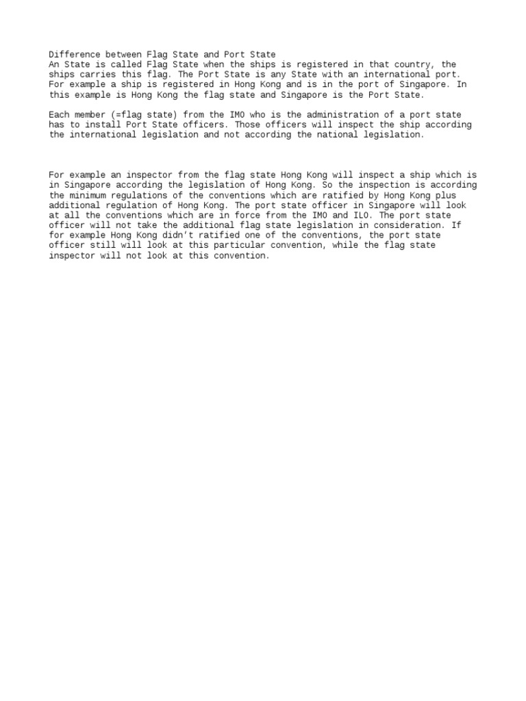 Difference Between Flag State and Port State | PDF