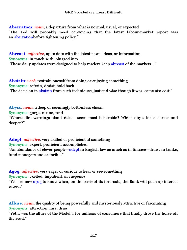 GRE Vocabulary - Least Difficult | PDF | Adjective