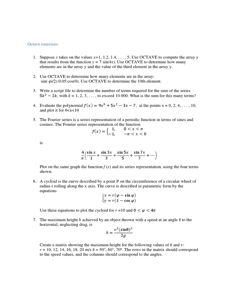 Octave Exercises Eng | PDF | Interpolation | Spline (Mathematics)
