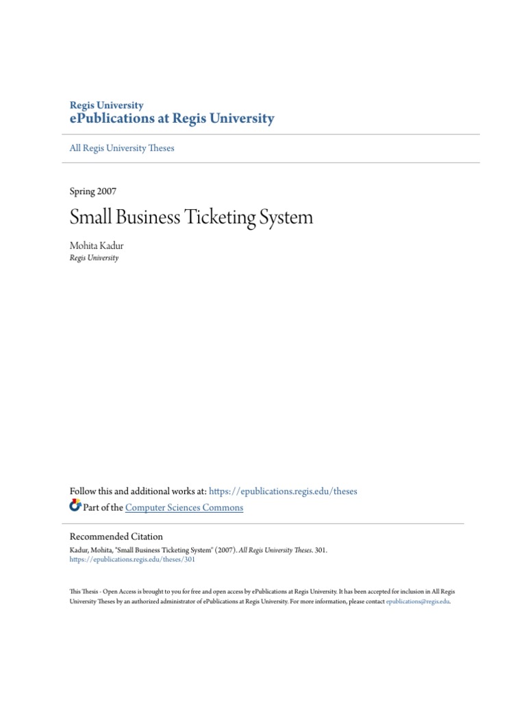 Small Business Ticketing System | PDF | Software Development Process | Class (Computer Programming)