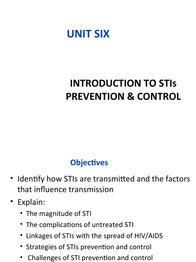 Unit Six: Introduction To Stis Prevention & Control | PDF | Sexually ...