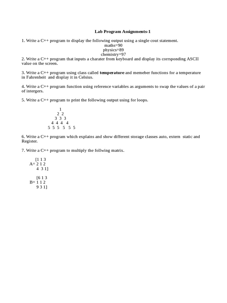Lab Program Assignments-1 | PDF
