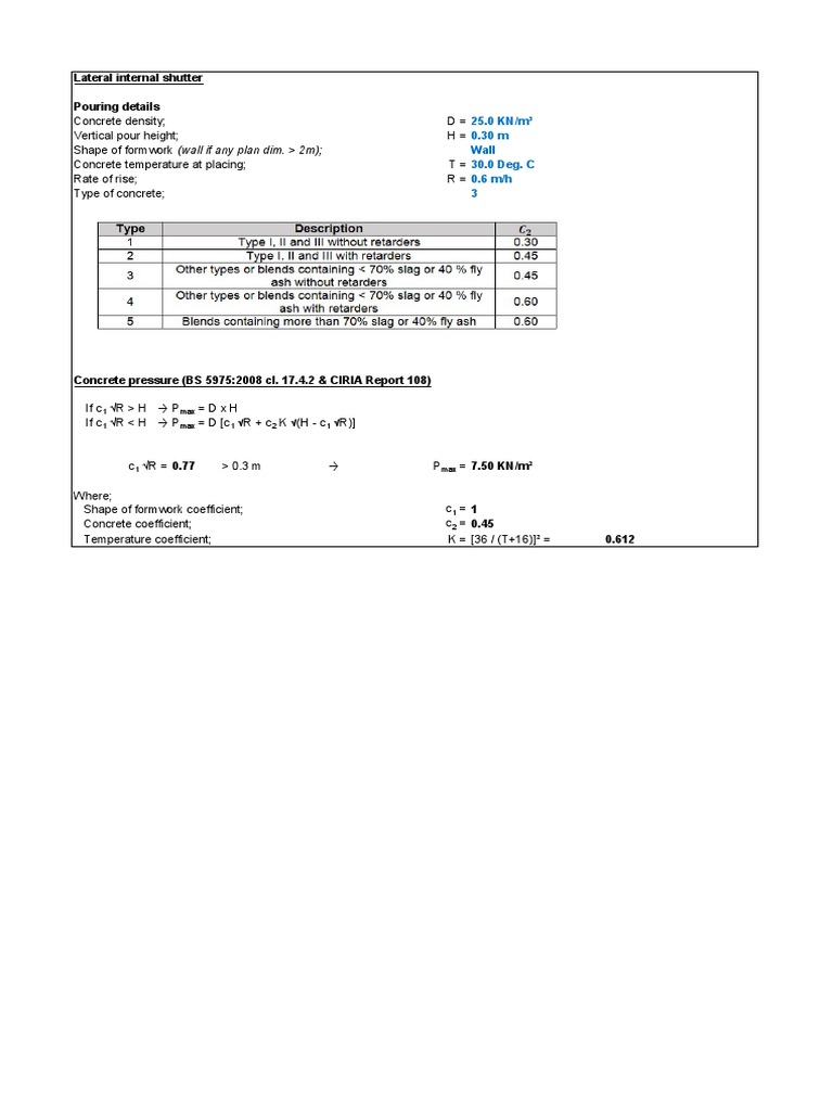 Concrete Pressure Calculation Guide | PDF