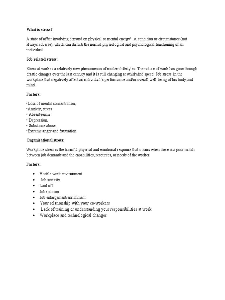 Understanding Workplace Stress | PDF