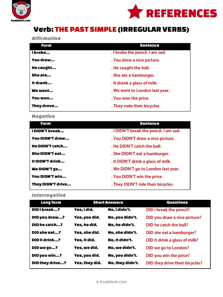 Past Simple Irregular Verbs | PDF