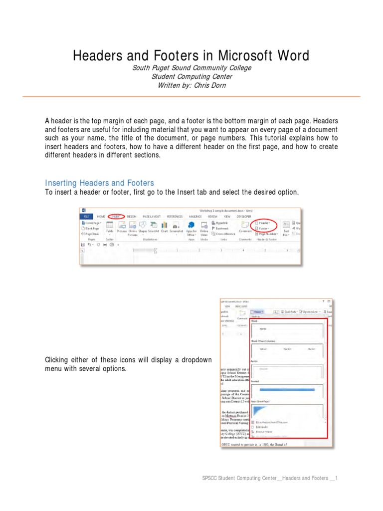 Headers and Footers in Word Tutorial | PDF | Microsoft Word | Icon ...