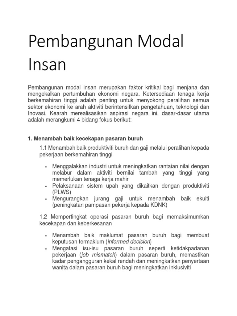 Pembangunan Modal Insan PDF | PDF