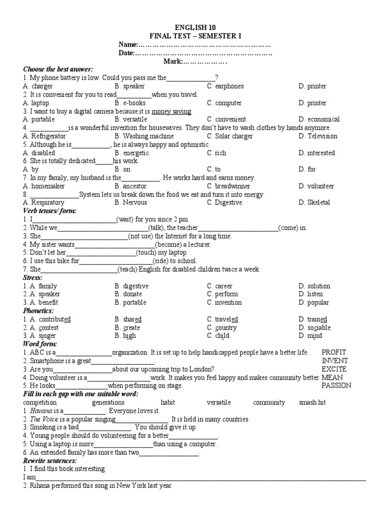 English 10 Final Test Review | PDF | Computing And Information Technology