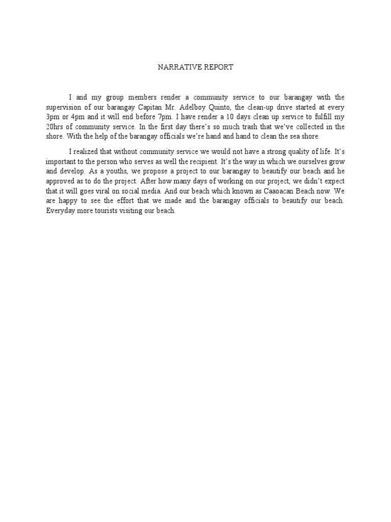 Narrative Report