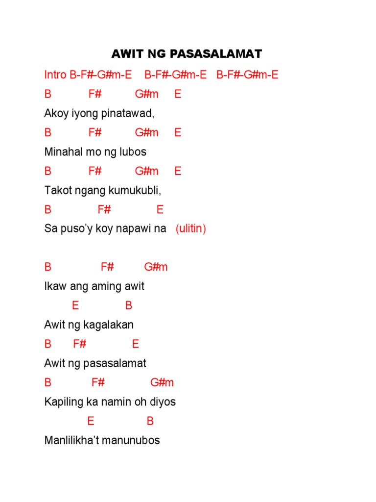 Awit NG Pasasalamat | PDF