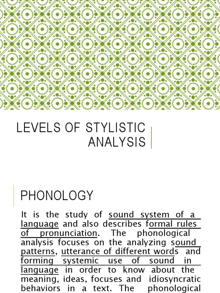 Levels of Stylistic Analysis Overview | PDF | Word | Semantics