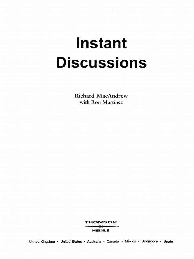Instant Discussion Photocopiable Lessons On Common Topics - Richard ...