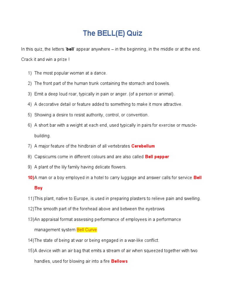 The Bell Quiz | PDF