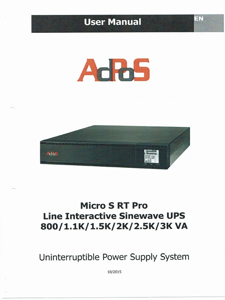 AdPoS MICRO S RT PRO 0.8-3kVA User Manual - EN PDF | PDF