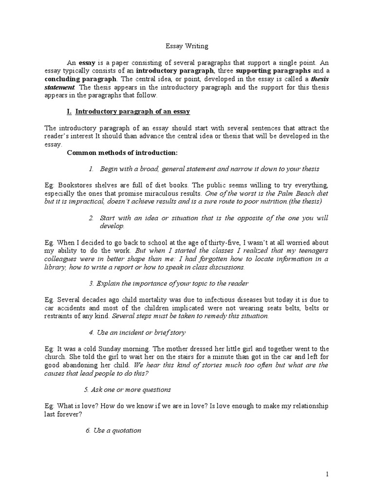 Concluding Paragraph. The Central Idea, or Point, Developed in The ...