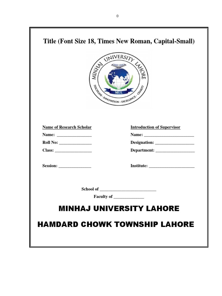 Title (Font Size 18, Times New Roman, Capital-Small) : Minhaj ...
