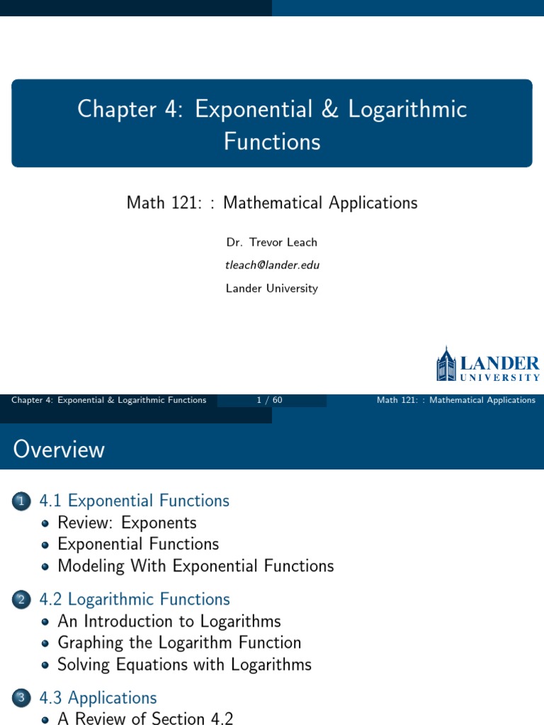 Chapter 4 Notes | PDF | Exponential Function | Logarithm