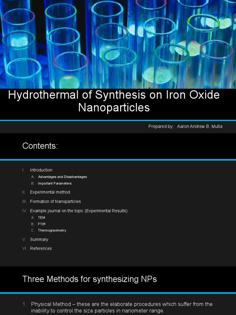 Hydrothermal of Synthesis On Iron Oxide Nanoparticles: Prepared By ...