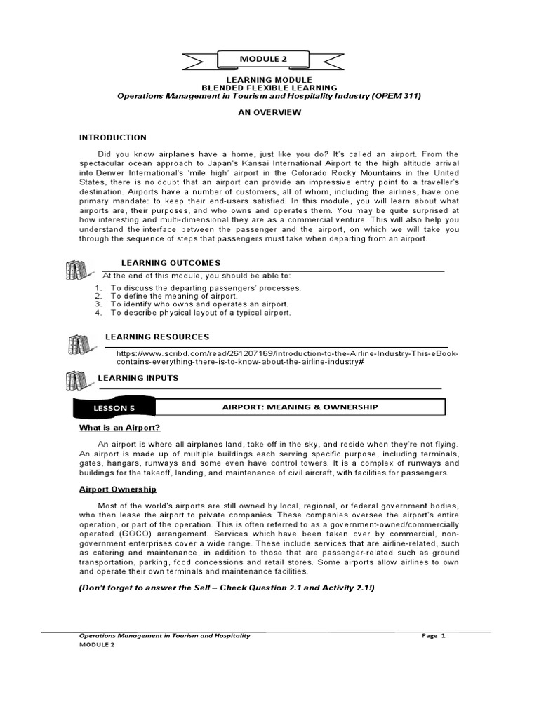 Module 2. Airport and Airline Process (Operations Management) | PDF ...