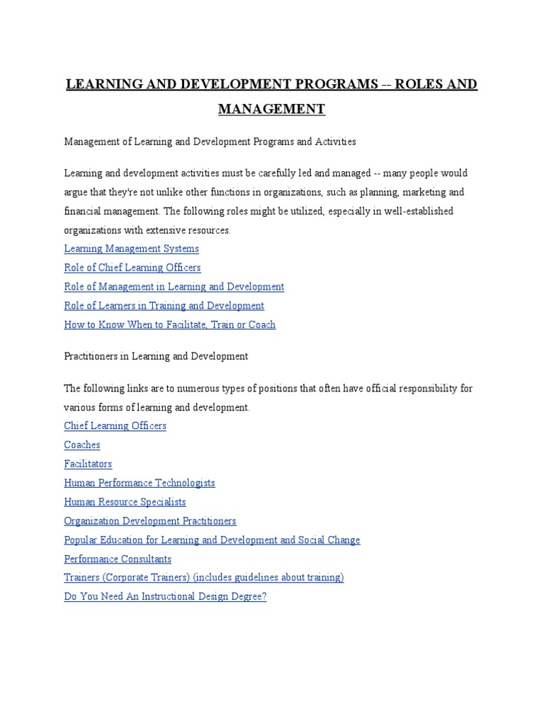 Learning and Development Programs | PDF | Competence (Human Resources ...