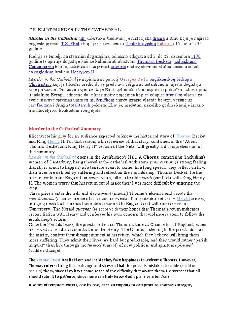 The Murder in The Cathedral | PDF | Greek Tragedy | Tragedy