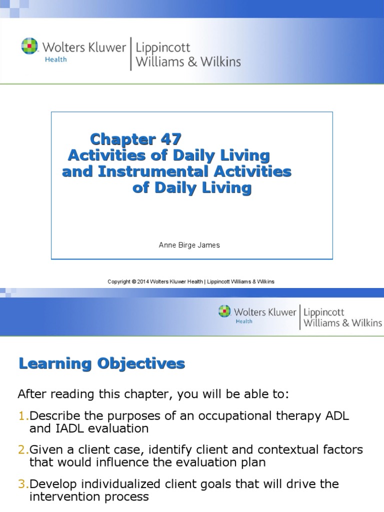 Activities of Daily Living and Instrumental Activities of Daily Living ...