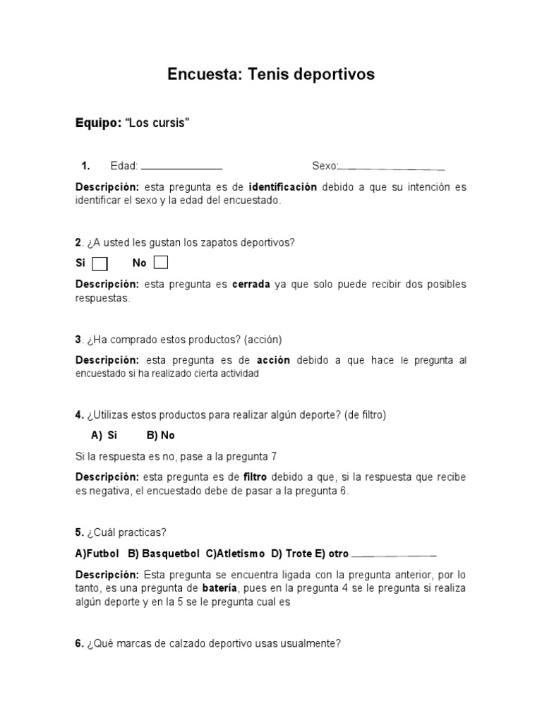 Encuesta sobre Tenis Deportivos | PDF | Deportes