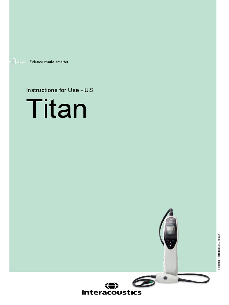 Titan: Instructions For Use - US | PDF | Electrostatic Discharge ...