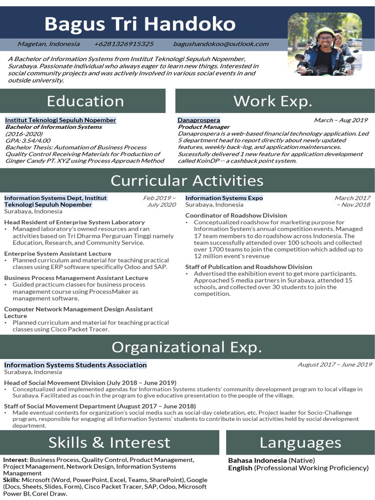 CV - Bagus Tri Handoko | PDF | Information System | Learning