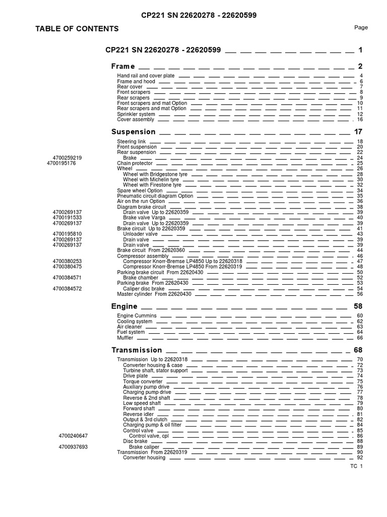 CP221 SN 22620278 - 22620599 | PDF | Brake | Steering