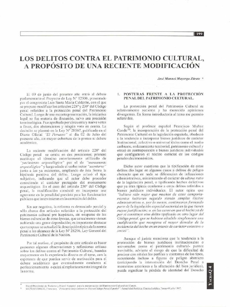 Lectura Delitos Contra El Patrimonio Cultural | PDF